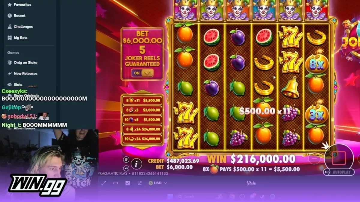 Patience pays off with a huge win for xQc on the 6 Jokers slot